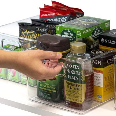 China Plastic Clear Storage Bins Pantry Organizer Box Bin Containers for Organizing Kitchen Fridge, Food, Snack Pantry Cabinet for sale