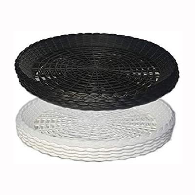 China 10-Inch Reusable Plastic Paper Plate Holder Picnic Supplies Heavy Duty Woven Style White Black Color for sale