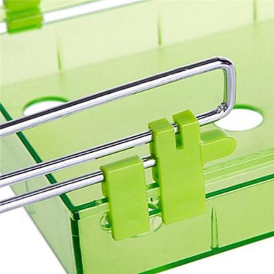 China Fridge Organizer Space Saver Shelf Plastic Refrigerator Storage Box Freezer Shelf Holder Sliding Drawer for sale