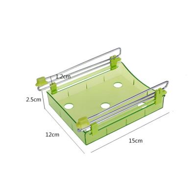 China Fridge Organizer Space Saver Shelf Plastic Refrigerator Storage Box Freezer Shelf Holder Sliding Drawer for sale