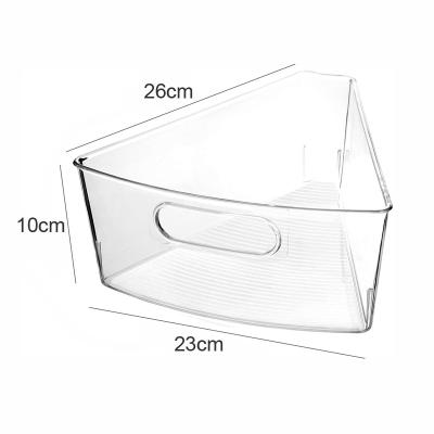 China Clear Transparent Fridge Fresh Container Plastic Corner Kitchen Cabinet Lazy Susan Storage Organizer Bins Food Safe for sale