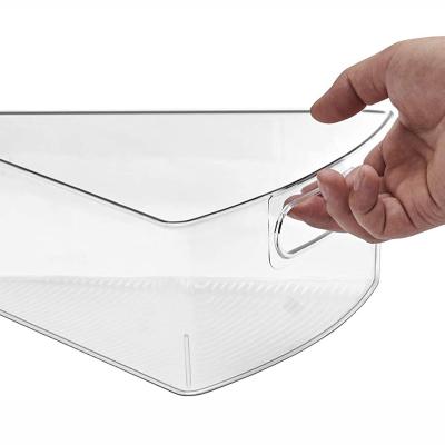 China Clear Transparent Fridge Fresh Container Plastic Corner Kitchen Cabinet Lazy Susan Storage Organizer Bins Food Safe for sale