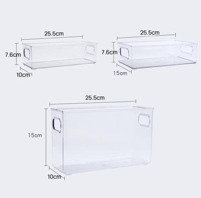 China Stackable Refrigerator Organizer Bin Clear Kitchen Organizer Container Bins with Handles for Pantry, Cabinets, Shelves for sale