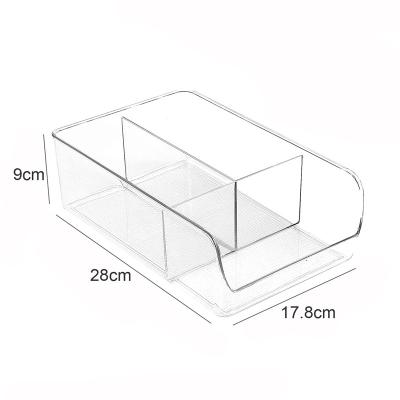 China Refrigerator Organizer Bin with Removable Dividers Clear Plastic Storage Bins for Freezer, Kitchen Cabinets for sale