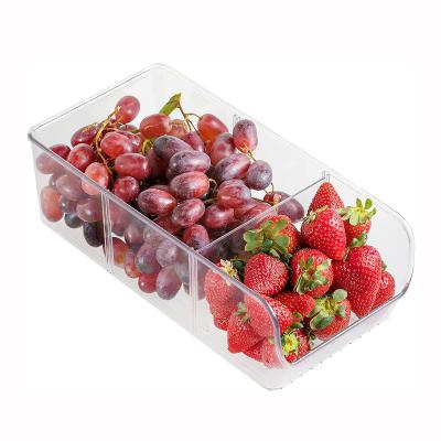 China Refrigerator Organizer Bin with Removable Dividers Clear Plastic Storage Bins for Freezer, Kitchen Cabinets for sale
