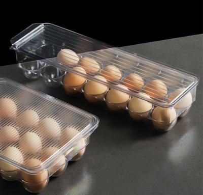 China Stackable Refrigerator Egg Bin with Handle and Lid Food Storage Container Organizer for Fridge, Freezer BPA Free for sale