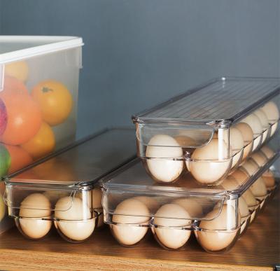 China Stackable Refrigerator Egg Bin with Handle and Lid Food Storage Container Organizer for Fridge, Freezer BPA Free for sale