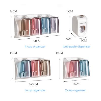 China Toothbrush Holder with Toothbrush Dispenser-Multifunctional Wall Mounted Space-Saving Toothpaste Squeezer Kit for sale
