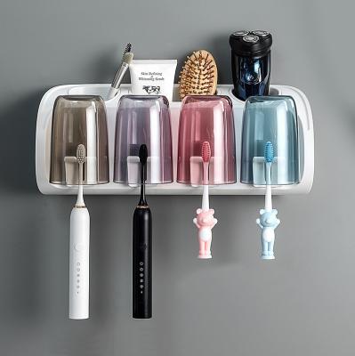 China Toothbrush Holder with Toothbrush Dispenser-Multifunctional Wall Mounted Space-Saving Toothpaste Squeezer Kit for sale