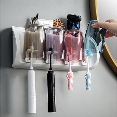 China Toothbrush Holder with Toothbrush Dispenser-Multifunctional Wall Mounted Space-Saving Toothpaste Squeezer Kit for sale