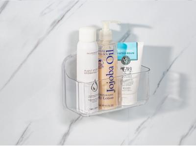 China Wall Mount Plastic Storage Caddy Organizer Self Adhesive Non Drilling Basket - Hanging Bin Shelf for Bathroom, Kitchen for sale