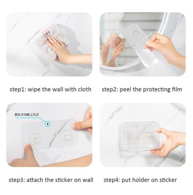China Wall Mount Plastic Storage Caddy Organizer Self Adhesive Non Drilling Basket - Hanging Bin Shelf for Bathroom, Kitchen for sale