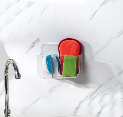 China Wall Mount Plastic Storage Caddy Organizer Self Adhesive Non Drilling Basket Hanging Bin Shelf for Bathroom, Kitchen for sale