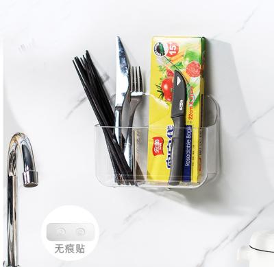 China Wall Mount Plastic Storage Caddy Organizer Self Adhesive Non Drilling Basket Hanging Bin Shelf for Bathroom, Kitchen for sale
