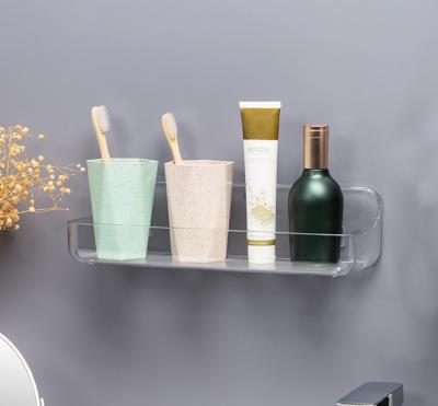 China Wall Mount Plastic Storage Caddy Organizer Magic Sticker Non Drilling Basket Hanging Bin Shelf for Bathroom for sale