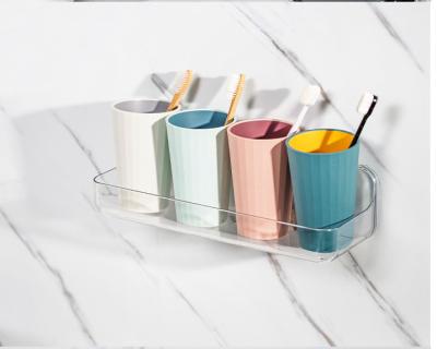 China Wall Mount Plastic Storage Caddy Organizer Magic Sticker Non Drilling Basket Hanging Bin Shelf for Bathroom for sale