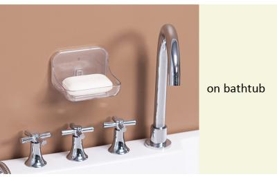 China PET Plastic Soap Holder Self Adhesive Soap Dish Wall Mounted, Bar Soap Sponge Holder for Shower, Bathroom, Tub for sale