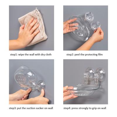 China PET Plastic Soap Holder Self Adhesive Soap Dish Wall Mounted, Bar Soap Sponge Holder for Shower, Bathroom, Tub- Clear for sale