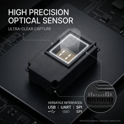 China USB UART SPI Triple Interface Biometric Fingerprint Module 500dpi Optical AES-256 for sale