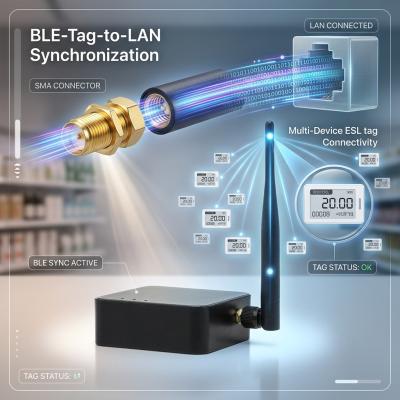 China Electronic Shelf Label ESL Bluetooth Gateway Main Slave BLE LAN Network Bridge for sale