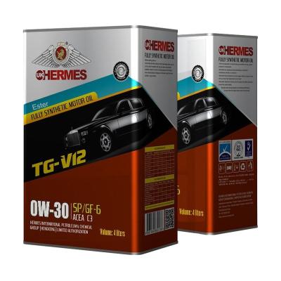 China TG-V12 Ester-Based Full Synthetic API SP 0W-30 Gasoline Engine Oil 4L for OEM/ODM for sale