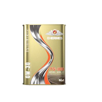 China TG-100 API SQ 0W-30 Ester Full Synthetic Gasoline Engine Oil 4L for Passenger Cars and Light Commercial Vehicles for sale