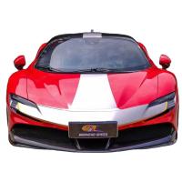 China For Ferrari SF90 Dry Carbon Fiber Body Kit SF90 OEM Style Carbon Fiber Front Lip Diffuser Spoiler Side Skirt for sale
