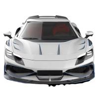China 296GTB Ferrari Kit Car Body 2021 Dry Carbon Fiber Front Lip Car Front Bumper Diffuser for sale
