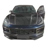 China 2019 Black Porsche Cayenne Body Kit TH Style Hood Engine Cover Dry Carbon Fiber for sale