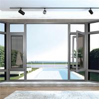 China Tempered Glass Aluminum Champagne Color Aluminum Casement Windows With Folding Screen for sale