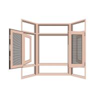 China Tempered Glass Aluminum Champagne Color Aluminum Casement Windows With Folding Screen for sale