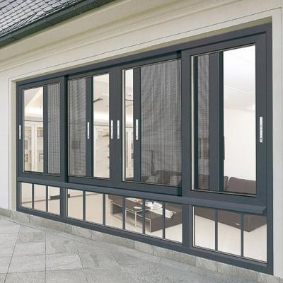 China Broken Bridge Profile Aluminum Double Glazed Sliding Windows for Commercial Buildings for sale