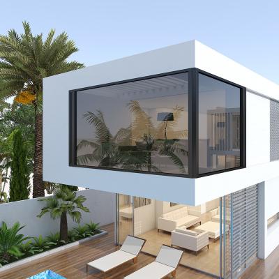 China 70S Heat Insulation Coefficient Tempered Glass Aluminium Casement Windows for Villas for sale