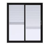 China SKATE Aluminium Narrow Frame Glass Double Sliding Doors With Rolling Pull Opening Method for sale
