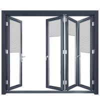 China Thermal Break Aluminum Alloy Bi-Fold Doors with Glass Inserts and Easy Maintenance for sale