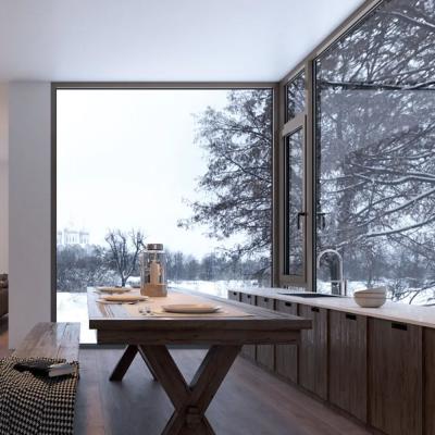 China Curtain Type Hanging Villa Casement Windows with 70mm Wide Aluminum Frame and French Glass for sale