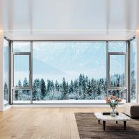 China Curtain Type Hanging Villa Casement Windows with 70mm Wide Aluminum Frame and French Glass for sale