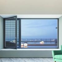 China Smart Voice Control Swing Window with Wood Pattern and Stainless Steel Screen Netting for sale