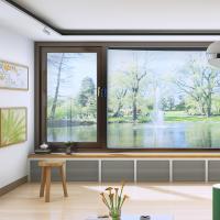 China Smart Voice Control Swing Window with Wood Pattern and Stainless Steel Screen Netting for sale