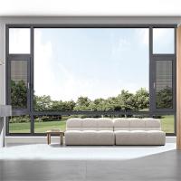China Bedroom French Glass Aluminum Profile Windows with Hanging Curtain Design Options for sale