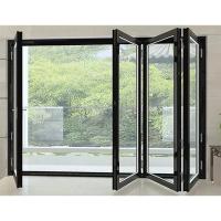 China Double Glass Accordion Design Aluminium Folding Doors For Modern Large Bi Folding Patio for sale
