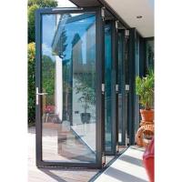 China Double Glass Accordion Design Aluminium Folding Doors For Modern Large Bi Folding Patio for sale