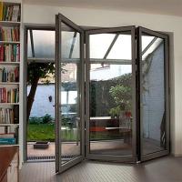 China Double Glass Accordion Design Aluminium Folding Doors For Modern Large Bi Folding Patio for sale