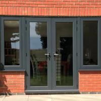 China Soundproof High Security Aluminum Casement Doors With 70mm Window Frame Width for sale
