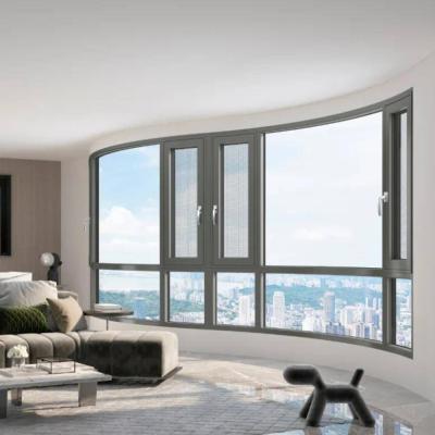 China Water Tightness Level 6 R D French Aluminum Casement Windows with Hanging Curtain Type for sale