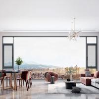 China Water Tightness Level 6 R D French Aluminum Casement Windows with Hanging Curtain Type for sale