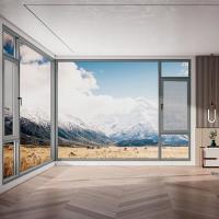 China Water Tightness Level 6 R D French Aluminum Casement Windows with Hanging Curtain Type for sale