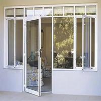 China 70mm Width Aluminum Double Glass Casement Doors With Waterproof And Soundproof Design for sale