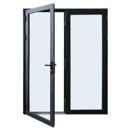 China Push and Pull Opening Method SKATE Standard Slim Luxury Black Color Villa House Aluminum Casement Glass Doors for sale