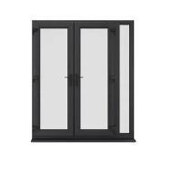 China Push and Pull Opening Method SKATE Standard Slim Luxury Black Color Villa House Aluminum Casement Glass Doors for sale